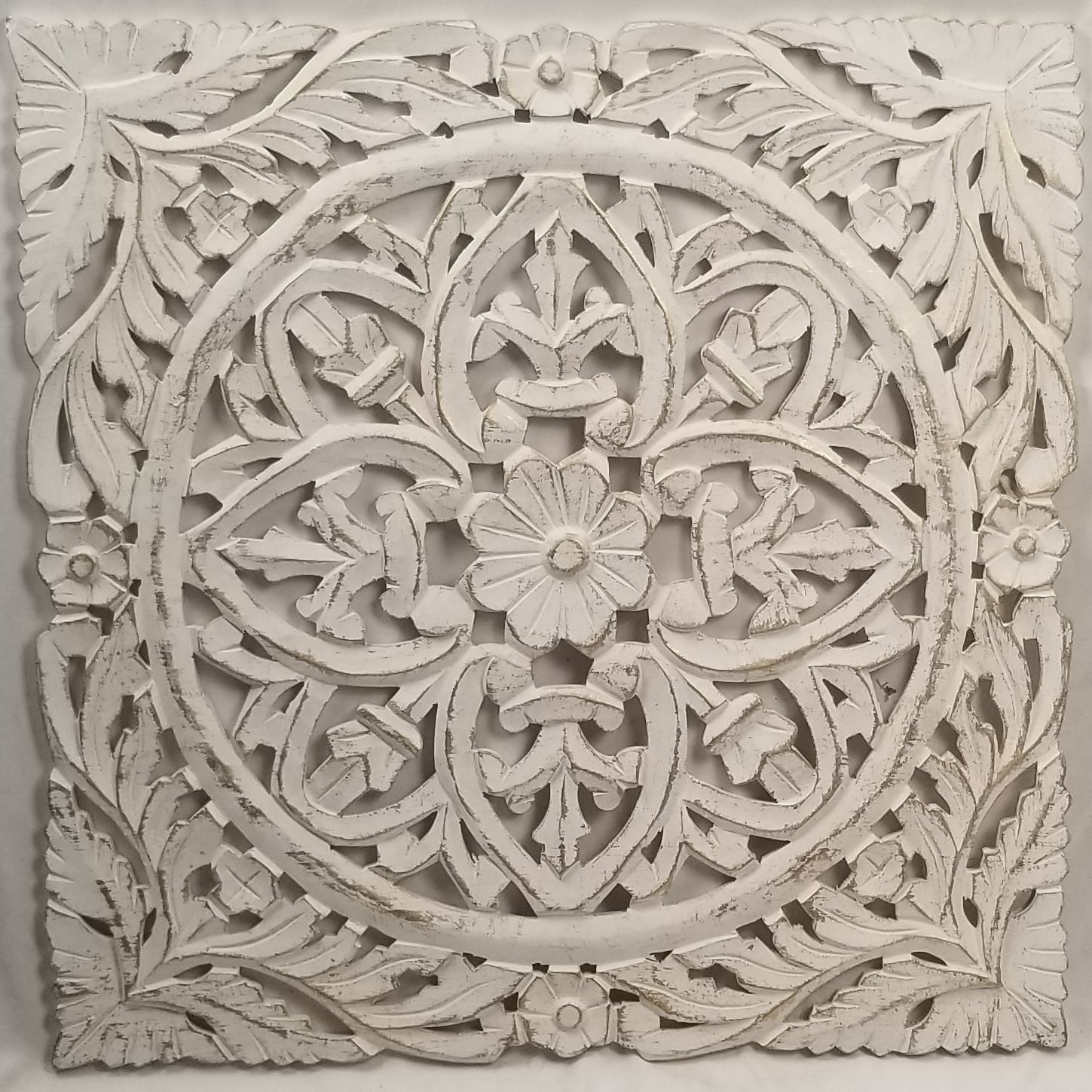 24" square solid Mango wood design "A" Mandala Wall Panel – Jaipur ...