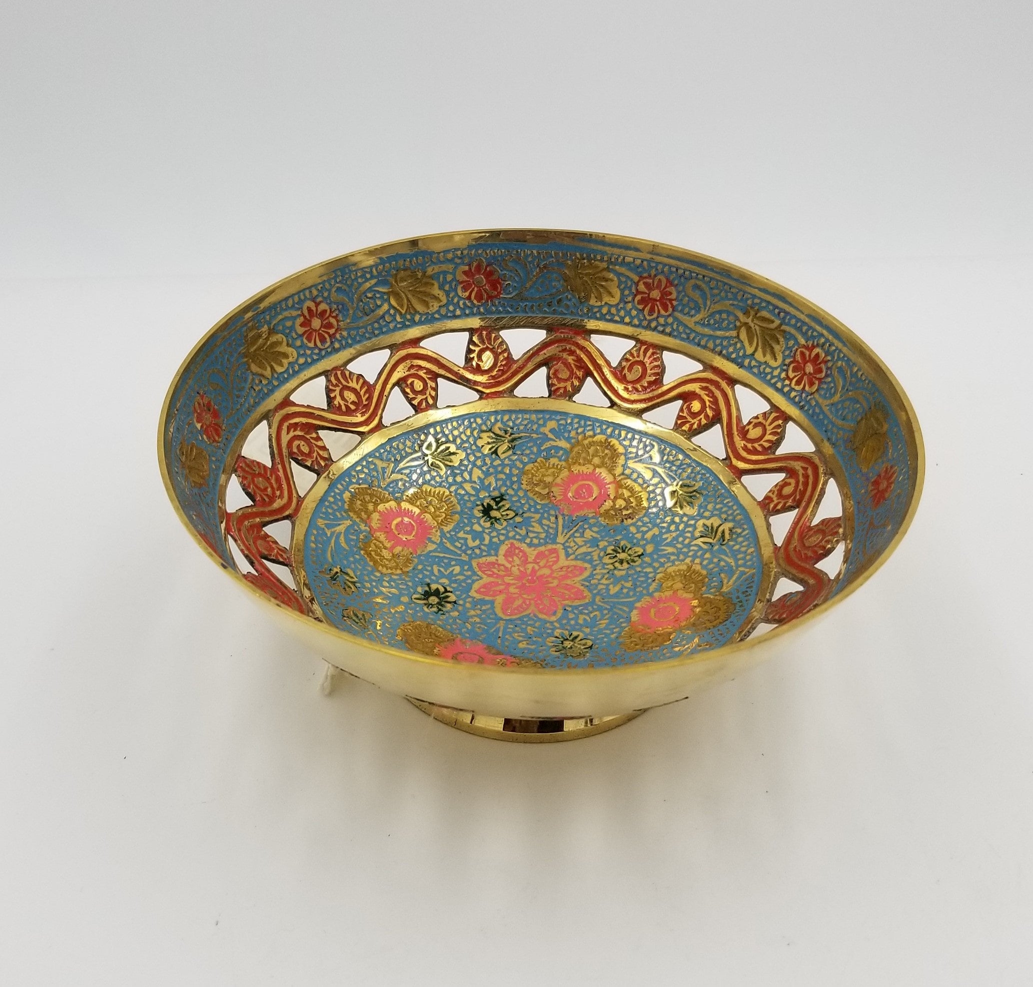 6" Brass Bowl Jali Round Mina – Jaipur Handcraft & Decor