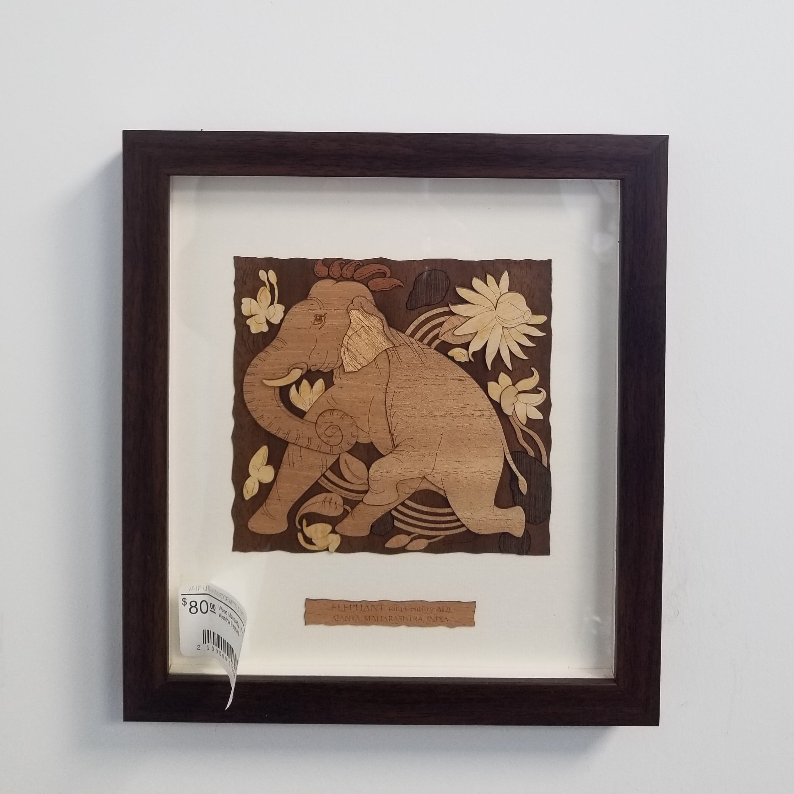 Wood Marquetry - 9" x 10" - Ajantha Elephant – Jaipur Handcraft & Decor