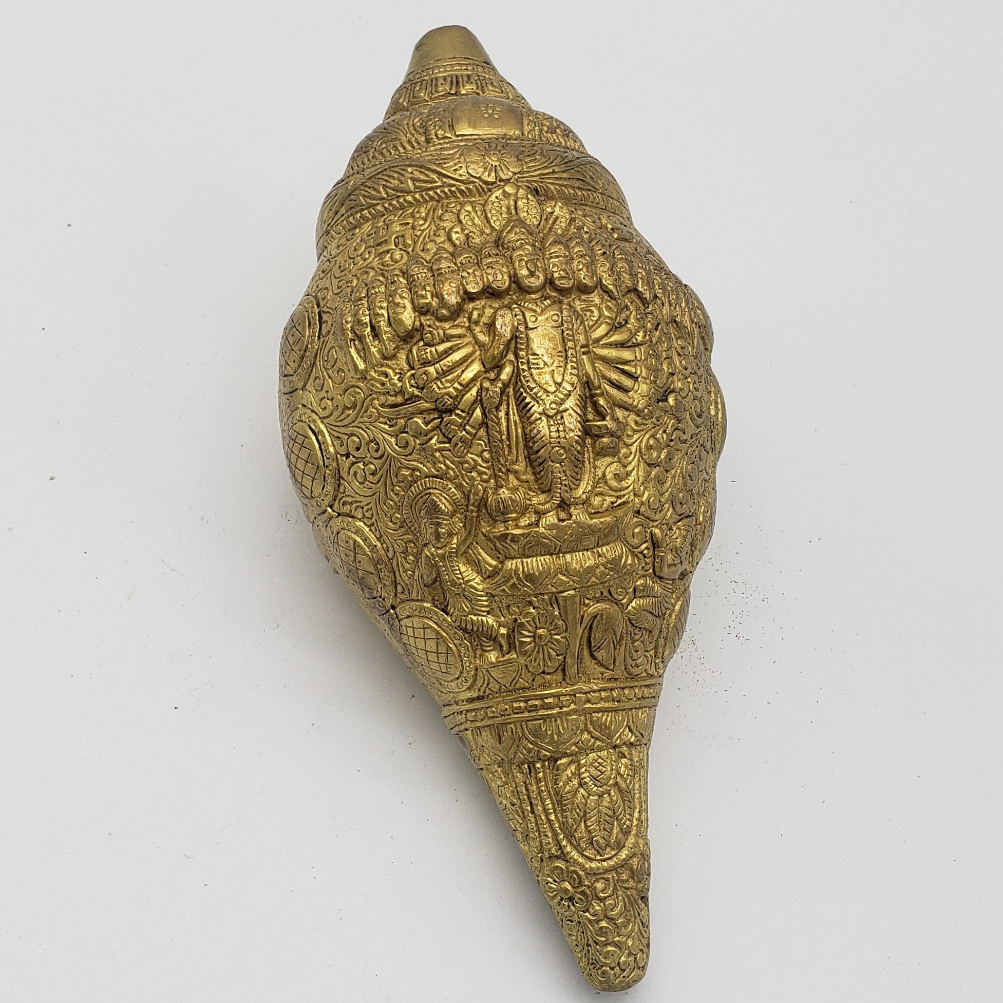 10"L x 5"H x 5"D Solid Brass Vishnu Vishwaroop Conch / Shankh – Jaipur ...